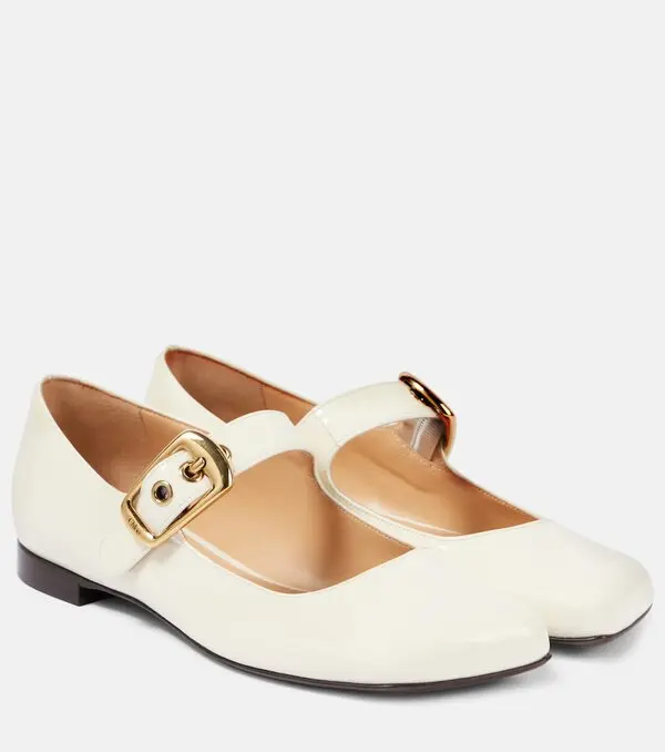 Chloé Polly Leather Mary Jane Flats - White