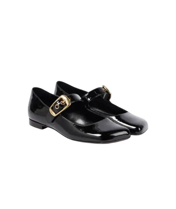 Chloé Polly Patent Leather Mary Jane Flats - Black