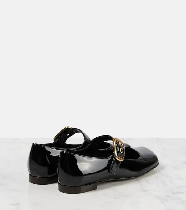 Chloé Polly Patent Leather Mary Jane Flats - Black