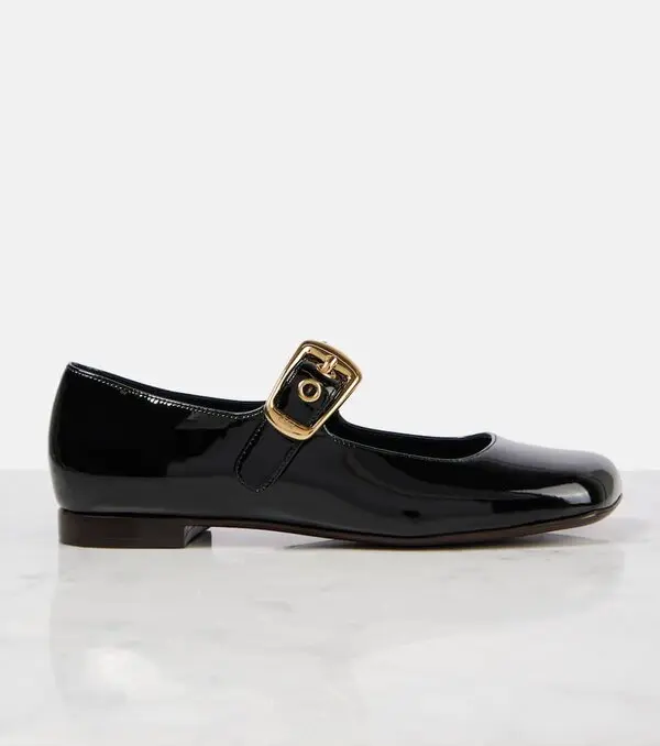 Chloé Polly Patent Leather Mary Jane Flats - Black