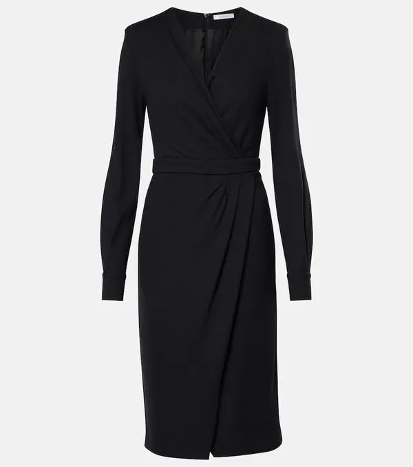 Max Mara Virtus Gathered Jersey Midi Dress - Black