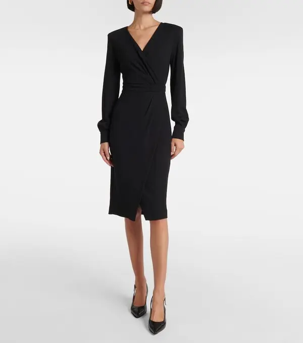 Max Mara Virtus Gathered Jersey Midi Dress
