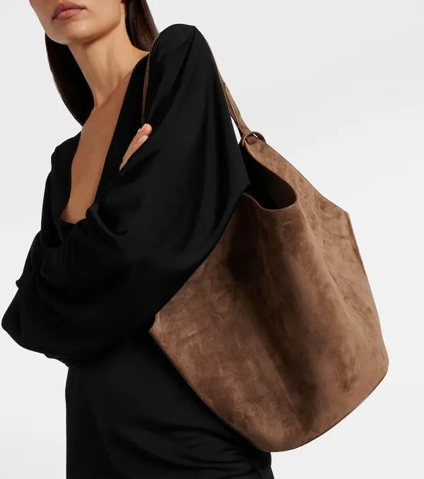Khaite Lotus Medium Suede Tote Bag - Brown