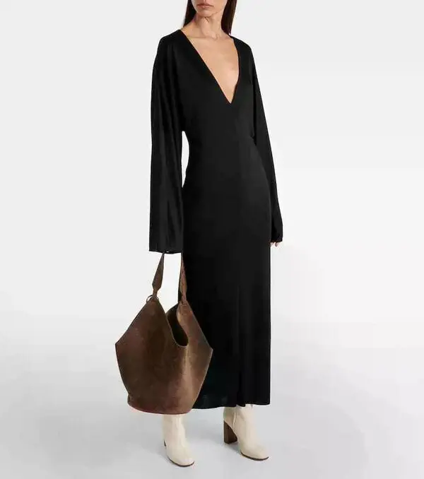 Khaite Lotus Medium Suede Tote Bag - Brown