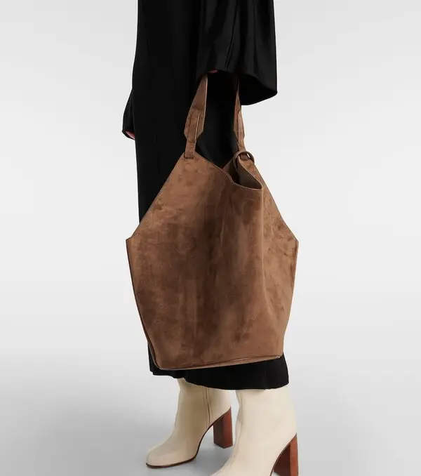 Khaite Lotus Medium Suede Tote Bag - Brown