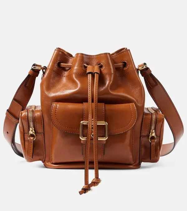 Chloé Leather Camera Bucket Bag - Brown