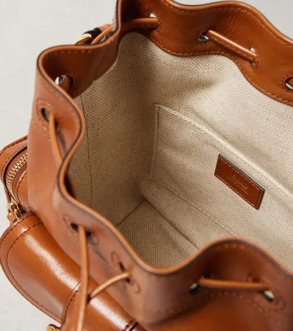 Chloé Leather Camera Bucket Bag - Brown