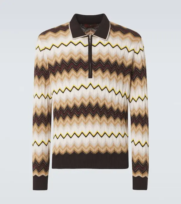 Missoni Zigzag Cotton And Wool Half-zip Sweater