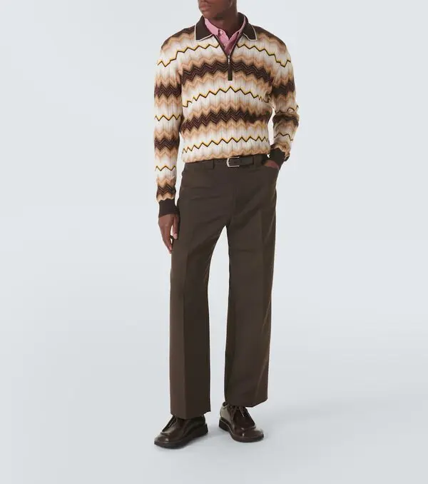 Missoni Zigzag Cotton And Wool Half-zip Sweater
