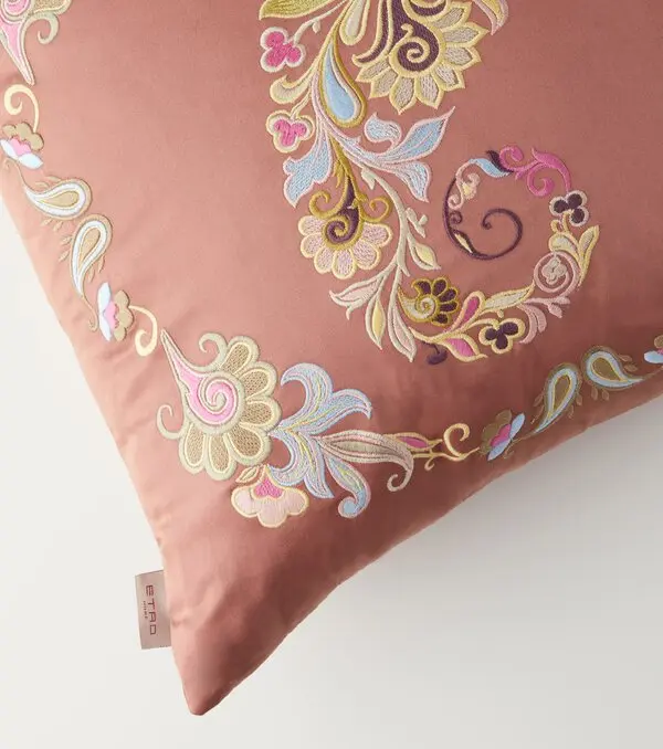 Etro Paisley Embroidered Cotton Cushion