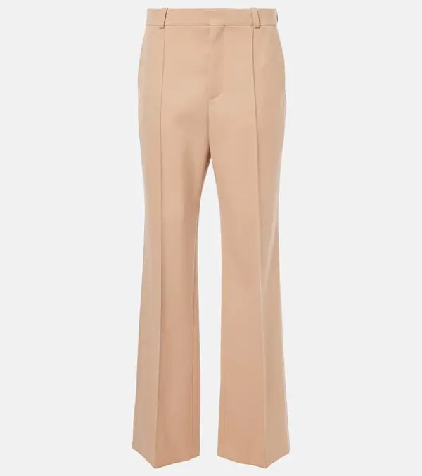 Chloé High-rise Wool Straight Pants - Beige