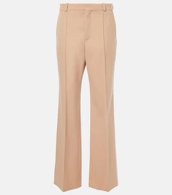 Chloé High-rise Wool Straight Pants - Beige