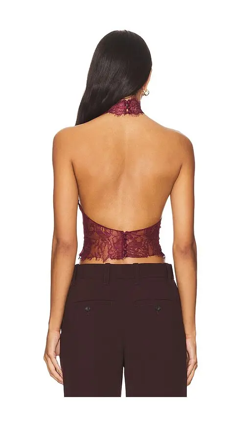 Retrofete Violet Lace Halterneck Top - Wine