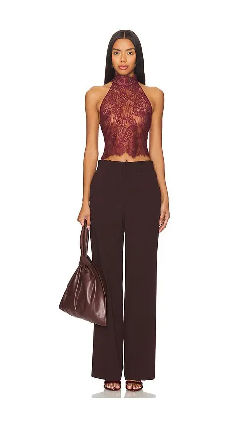 Retrofete Violet Lace Halterneck Top - Wine
