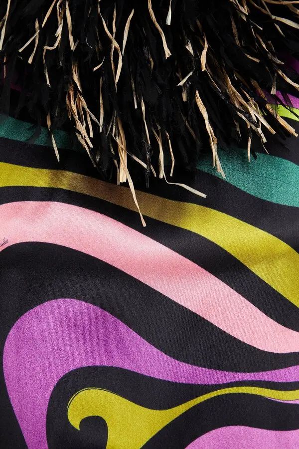 Emilio Pucci Fringed Printed Satin Mini Dress