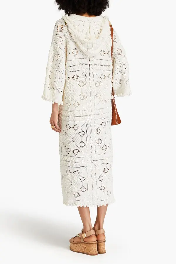 Zimmermann Crochetknit Cotton Hooded Kaftan