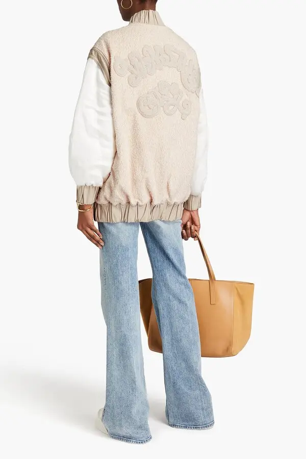 Zimmermann Appliquéd Cotton-blend Bouclé And Shantung Bomber Jacket