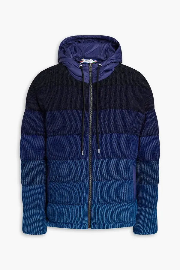 Missoni Dégradé Quilted Bouclé-knit Hooded Down Jacket - Indigo