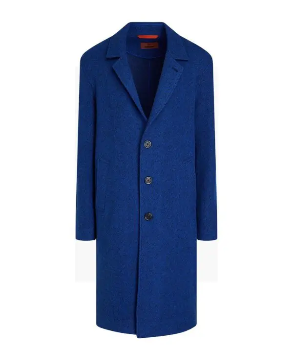 Missoni Herringbone Wool Coat - Cobalt Blue