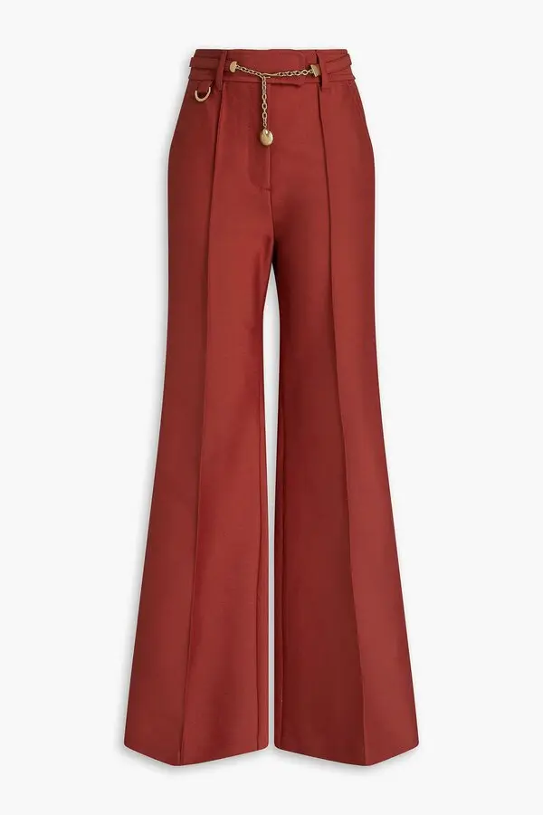 Zimmermann Belted Flared Wool-blend Pants