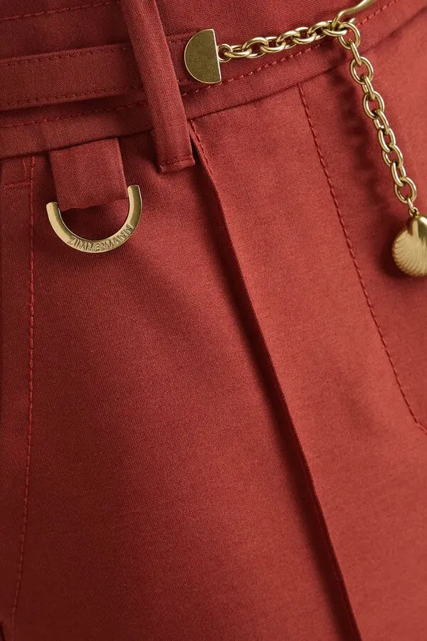 Zimmermann Belted Flared Wool-blend Pants