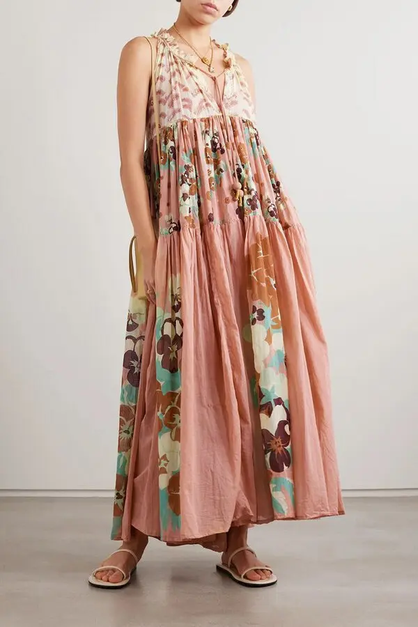 Yvonne S Hippy Tiered Maxi Dress In Cream - 80% Off | Editorialist