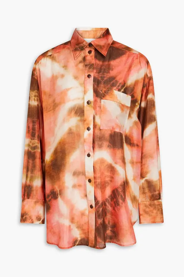 Zimmermann Oversized Tie-dyed Silk-satin Shirt