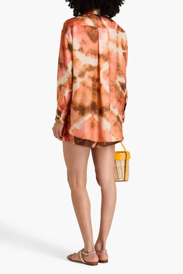 Zimmermann Oversized Tie-dyed Silk-satin Shirt