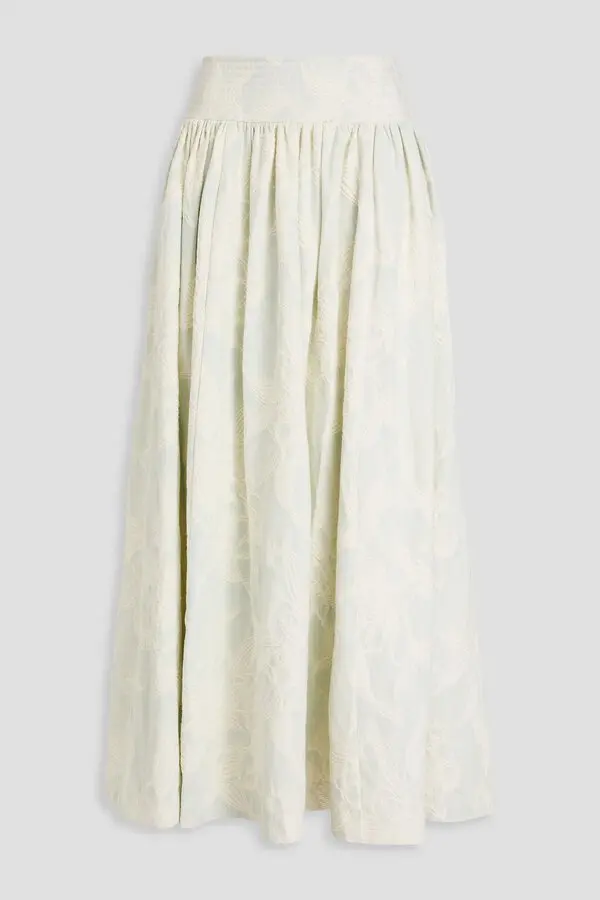 Zimmermann Floral Jacquard Denim Maxi Skirt