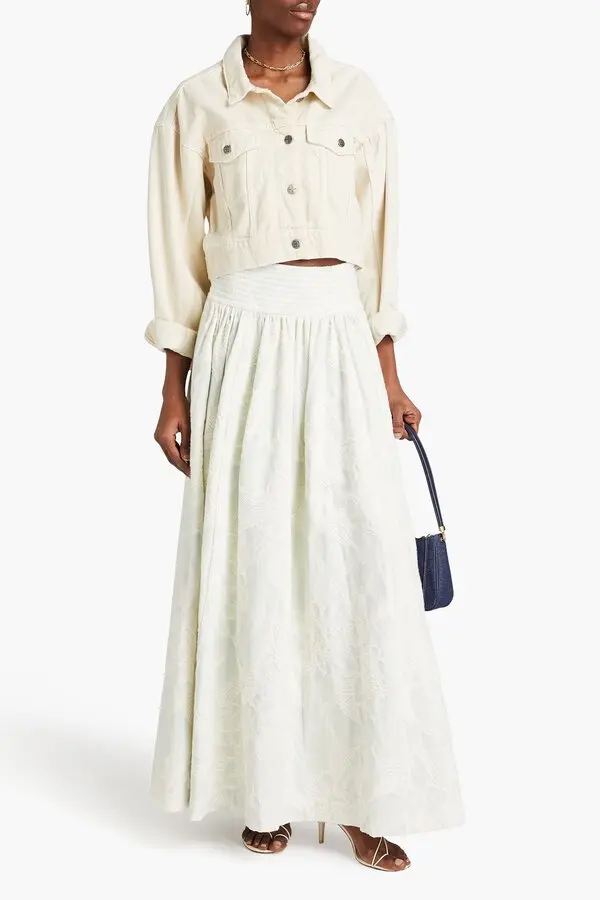 Zimmermann Floral Jacquard Denim Maxi Skirt