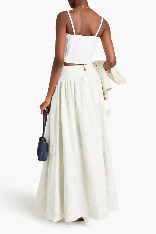 Zimmermann Floral Jacquard Denim Maxi Skirt