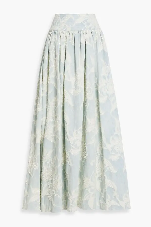 Zimmermann Denim Floral-jacquard Maxi Skirt