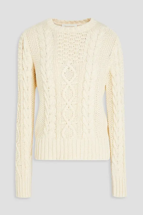 Zimmermann Cable-knit Cotton-blend Sweater - Ecru