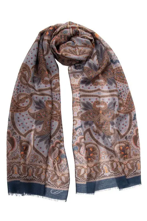 ELIZABETTA Uffiziwool Scarf - Tuscan Blue