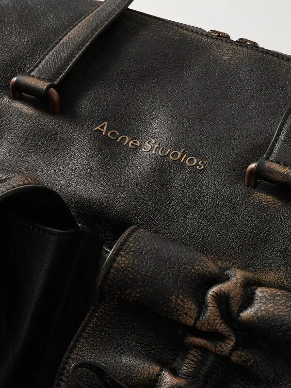 Acne Studios Distressed Leather Shoulder Bag - Brown