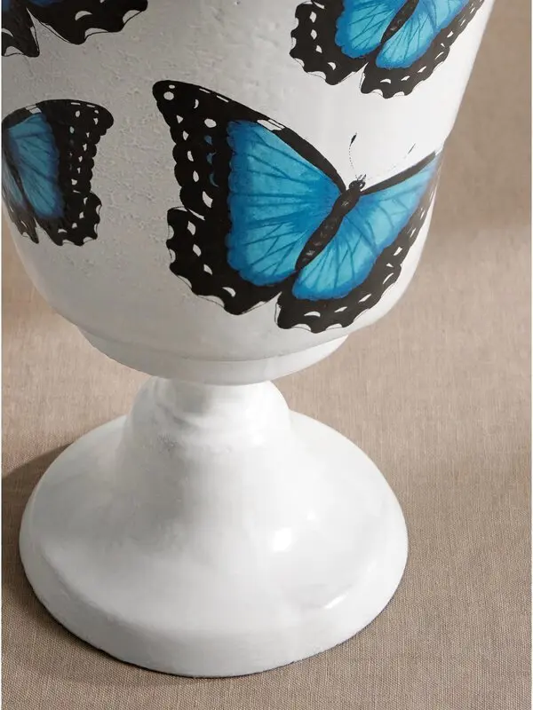 ASTIER DE VILLATTE John Derian Blue Butterflies Printed Ceramic Vase
