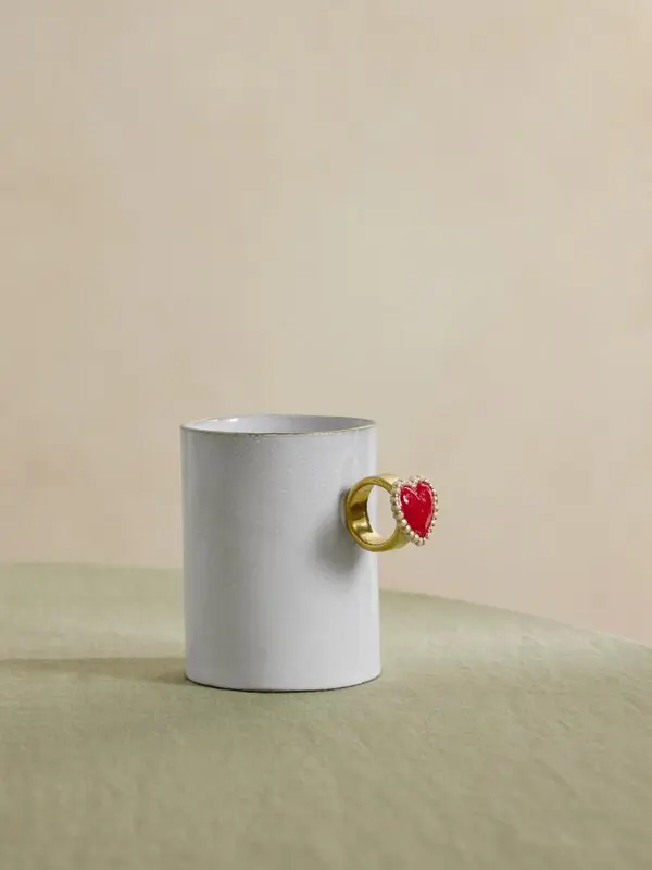 ASTIER DE VILLATTE Serena Carone Heart Ring Ceramic Cup - White
