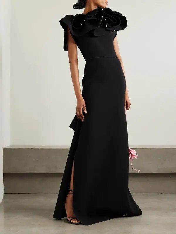 Maticevski Deity Ruffled Embellished Crepe Gown In Black - 50% Off |  Editorialist