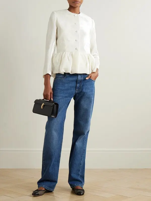 LIBEROWE Velvet Peplum Jacket - Neutrals