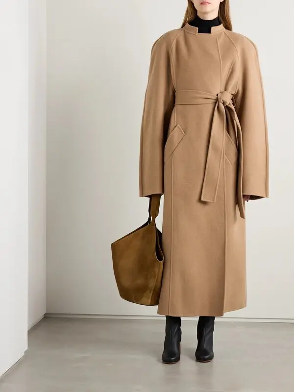 Khaite Rothen Oversized Belted Wool Coat - Brown