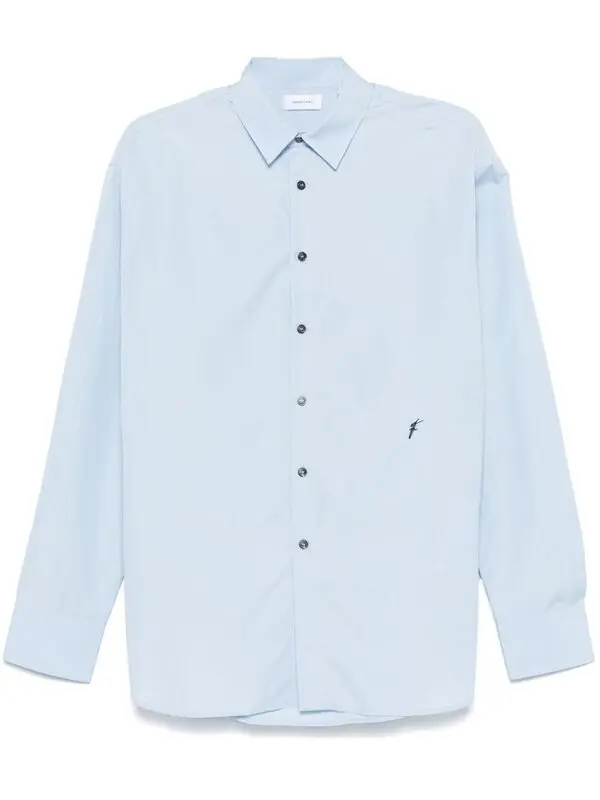 FERRAGAMO Logo-embroidered Shirt - Blue