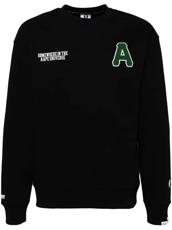 AAPE BY *A BATHING APE Logo Crew Neck Sweatshirt - Black