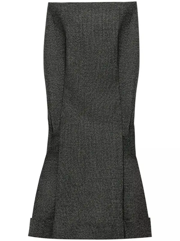 Prada Mouliné-wool Midi Skirt - Grey