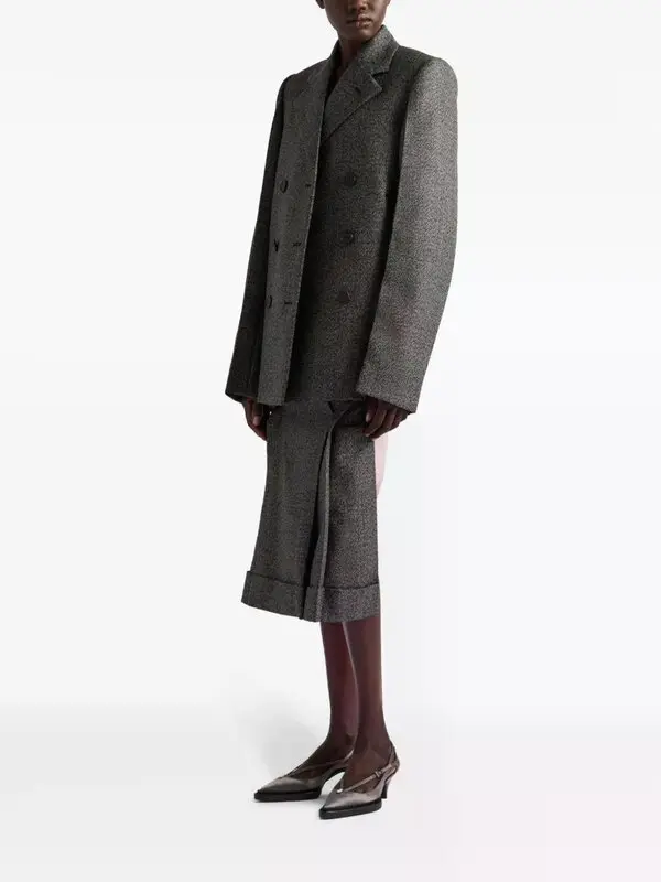 Prada Mouliné-wool Midi Skirt - Grey