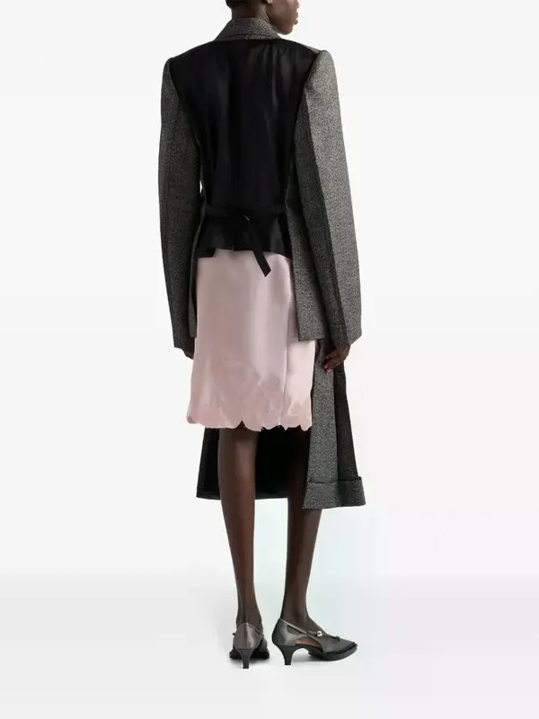 Prada Mouliné-wool Midi Skirt - Grey