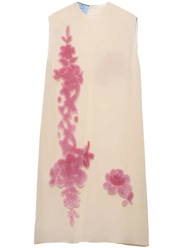 Prada Georgette Midi Dress - Neutrals