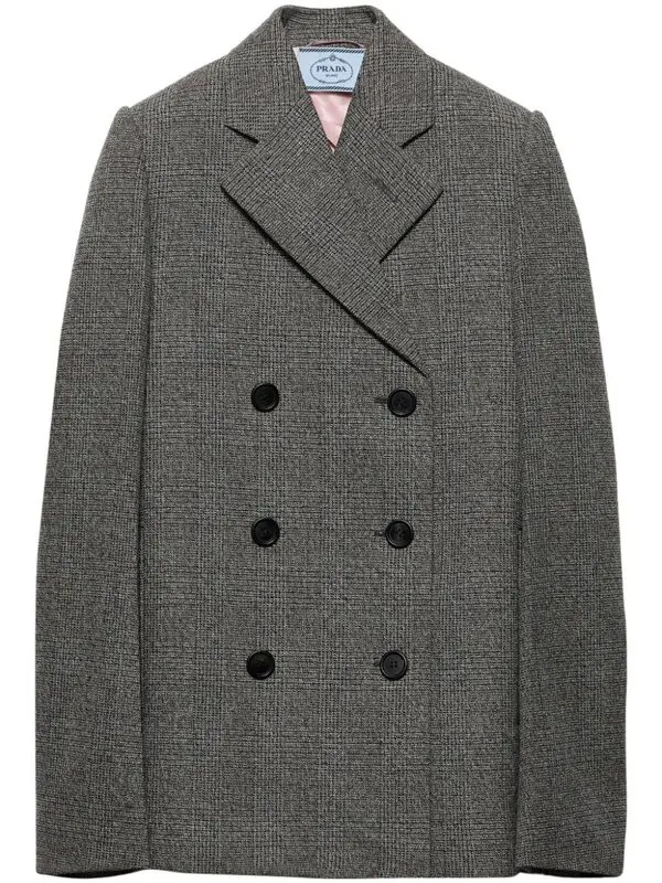 Prada Prince Of Wales Checked Double-breasted Blazer