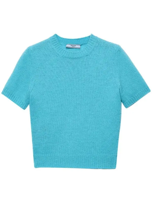 Prada Short-sleeve Cashmere Sweater - Blue