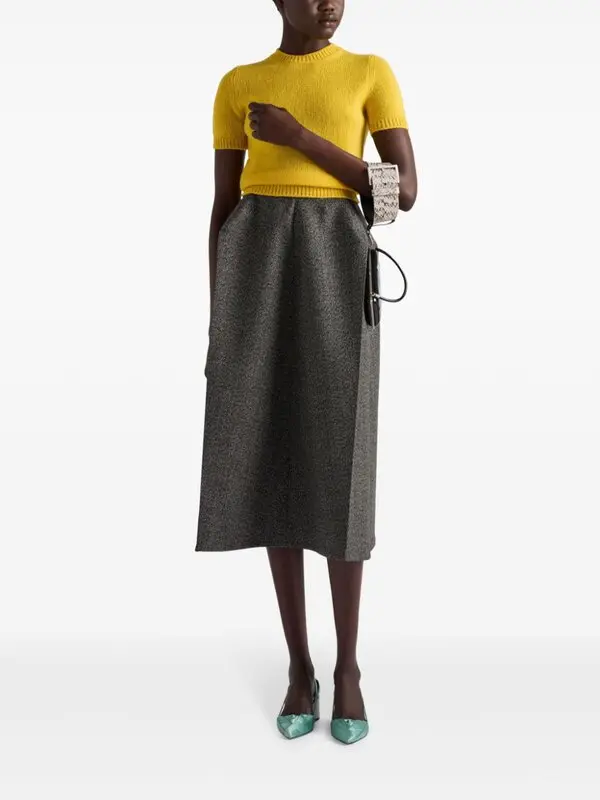 Prada Mouliné Midi Skirt - Grey