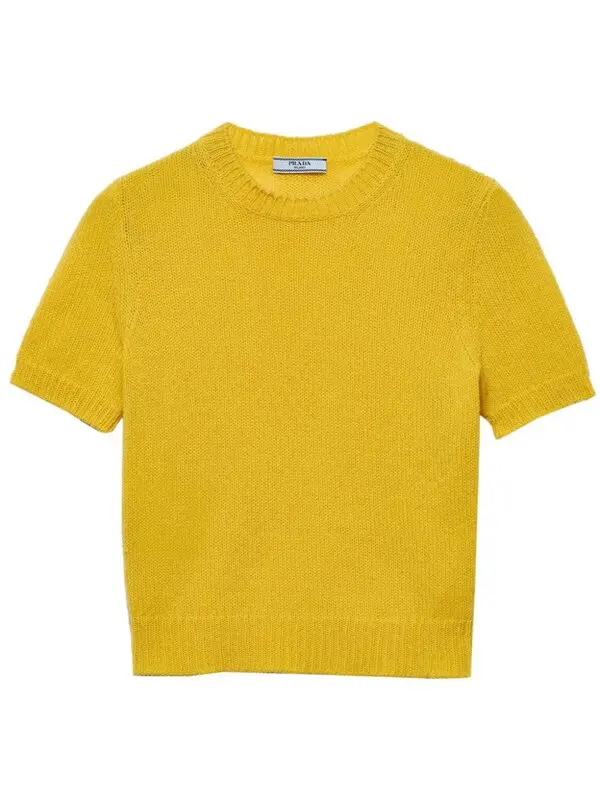 Prada Short-sleeve Cashmere Sweater - Yellow
